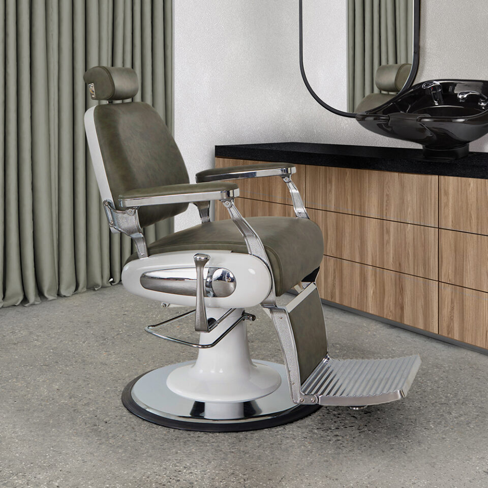 Forest Sage Green Barbers Chair | Comfortel