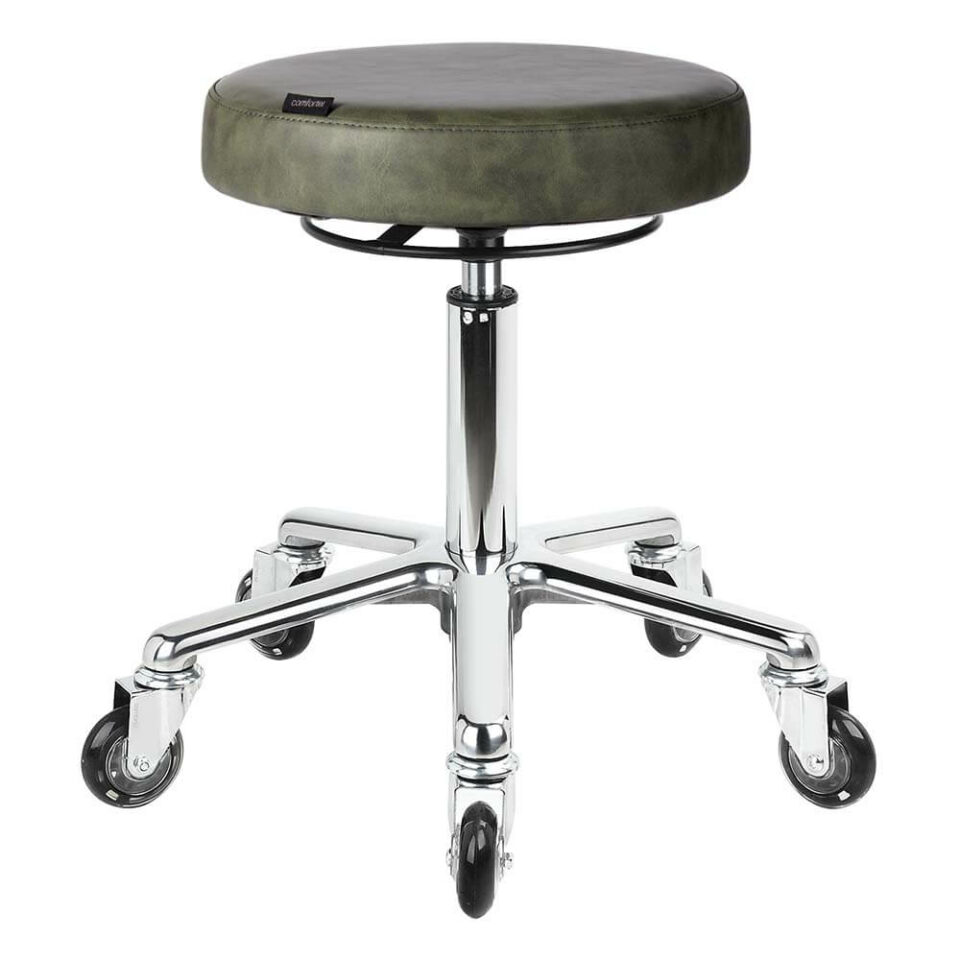 Sage Green Salon Stool with Aluminium Base | Comfortel