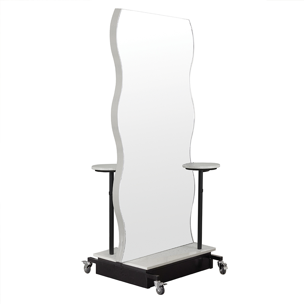 Wiggle Grande Blanco White Terrazzo Freestanding Salon Mirror - Double ...